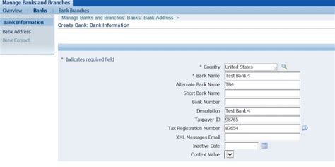 Banks In Oracle R12 Explore Oracle Applications