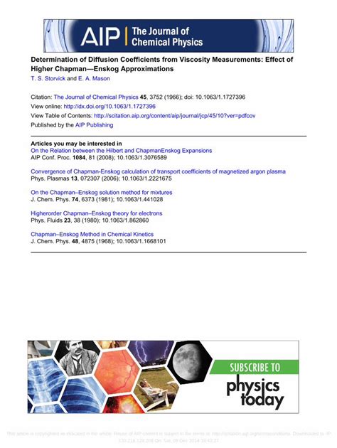 Pdf Determination Of Diffusion Coefficients From Viscosity