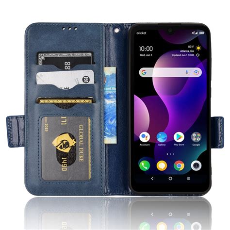 For TCL Z T DL Symmetrical Triangle Leather Phone Case Blue Alexnld Com