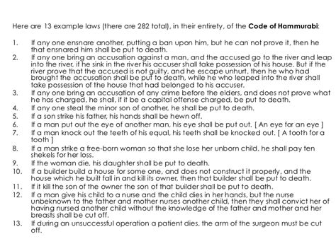 282 Laws Of The Code Of Hammurabi Know It All