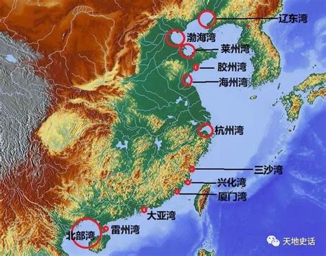 地理上我国的五大海湾北部湾面积最大有三个在渤海 杭州湾