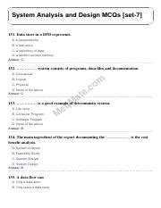 MCQs On System Analysis And Design Concepts And Applications Course Hero