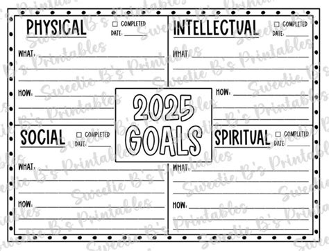 Instant Download 2025 Goals Worksheet Printable Yearly Goals