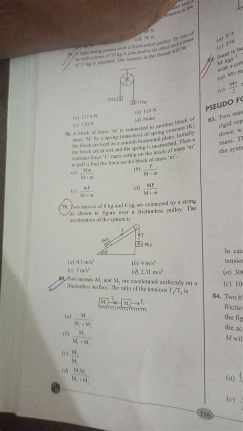 A Light String Passes Over A Frictionless Pulley To One Of Its Ends A Mas
