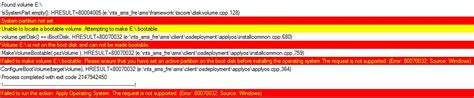 Sccm 2007 Osd Fails With Error 80070032 Failed To Make Volume Bootable Or The Request Is Not