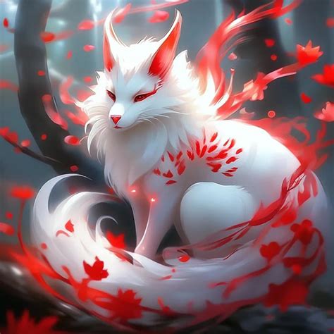 Японская лиса кицунэ арты и красивые картинки скачать бесплатно
