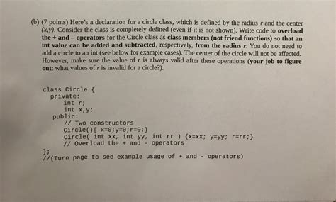 Solved B 7 Points Heres A Declaration For A Circle