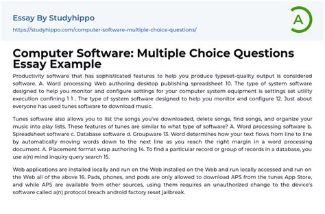 computer software multiple choice questions essay example