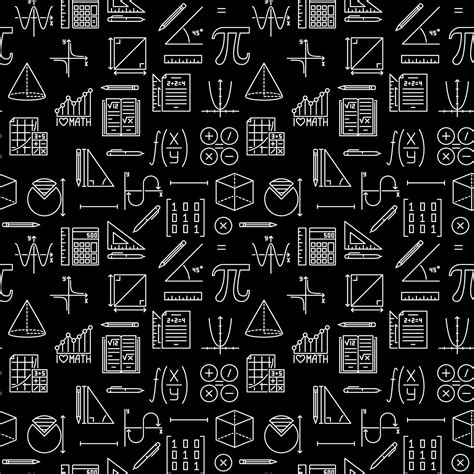 Math Thin Line Dark Pattern Mathematics Education Vector Seamless Background 25361681 Vector