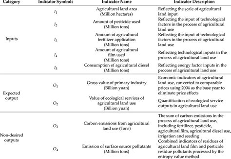 Meaning Of Input Output Indicators And Descriptive Statistics