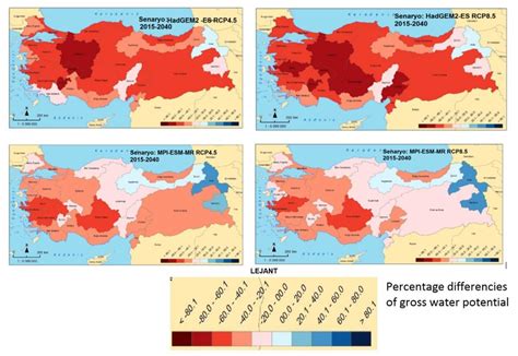 Thematic Climate Projection Maps Showing The Percentage Difference Of