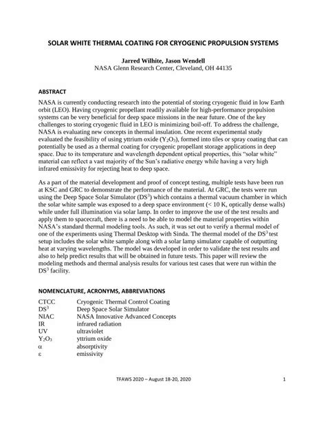 Pdf Solar White Thermal Coating For Cryogenic Nasa Dokumen Tips