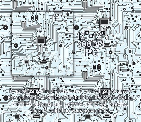 White Circuit Board SEAMLESS Patterns Printable Cyber Circuitry DIGITAL