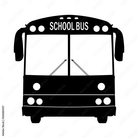 Vetor De Front View Modern School Bus Silhouette Do Stock Adobe Stock