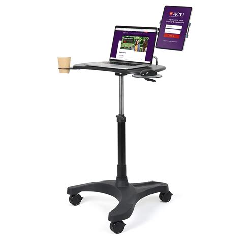 Mobile Laptop Stand Height Adjustable W Wheels Slimline Warehouse