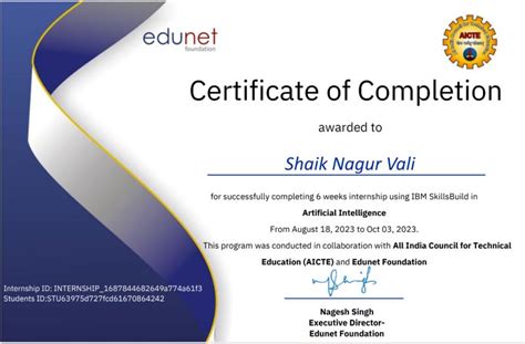 🏆 Completed Ibm Skills Build Internship 🎓 Learned New Skills And Knowledge Nagur Vali Posted