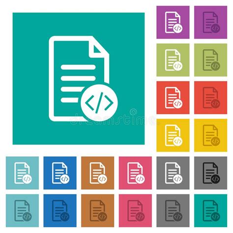 source code document square flat multi colored icons stock vector