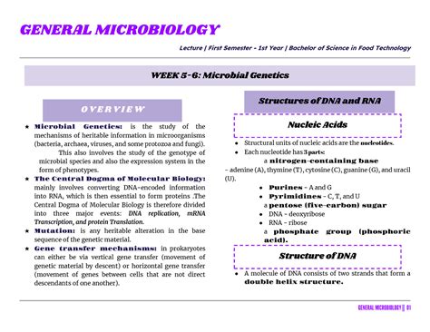 Topic Microbial Genetics LEC Lecture First Semester St Year Bachelor Of Science In