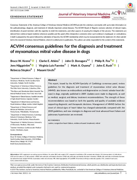 Pdf Acvim Consensus Guidelines For The Diagnosis And Treatment Of