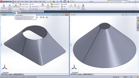 Solidworks Lofted Bend Tutorial Solidworks Sheet Metal Cone Tutorial Sheet Metal Transitions
