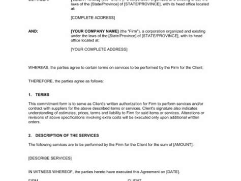 Commitment Contract Template Commitment Form Template Word Pdf By