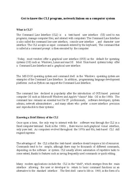 Get To Know The Cli Program Network Liaison On A Computer System The Command Line Interface Is