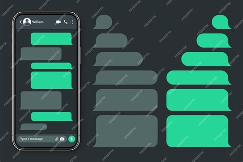 Premium Vector Realistic Smartphone With Messaging App Blank Sms Text Frame Conversation Chat