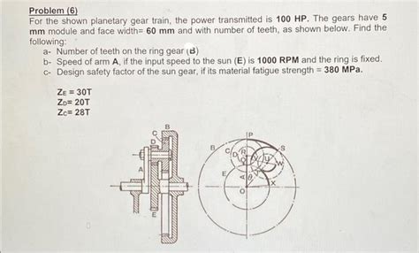 Solved Problem 6 For The Shown Planetary Gear Train The
