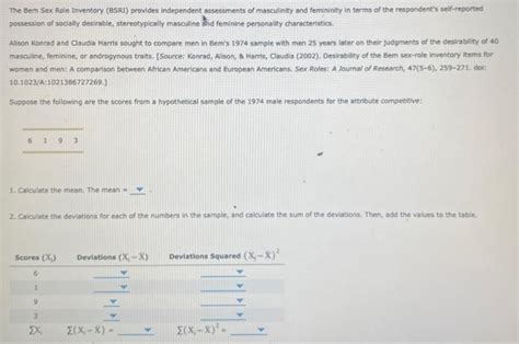 Solved The Bem Sex Role Inventory BSRI Provides Chegg Com