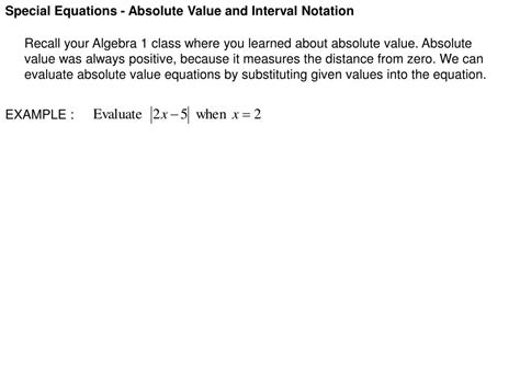 PPT Special Equations Absolute Value And Interval Notation PowerPoint Presentation ID 4918692