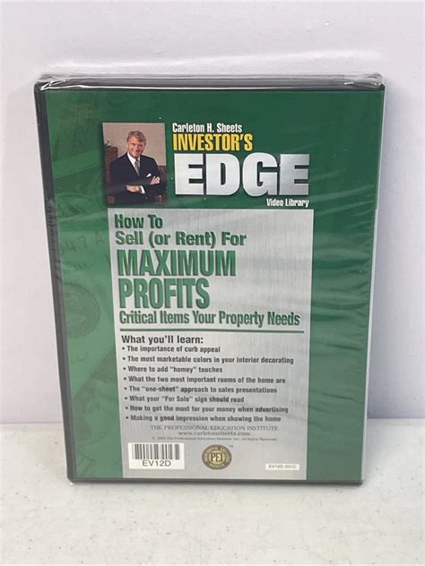 Carleton H Sheets Investors Edge Hot To Sell Rent Maximum Profit Dvd