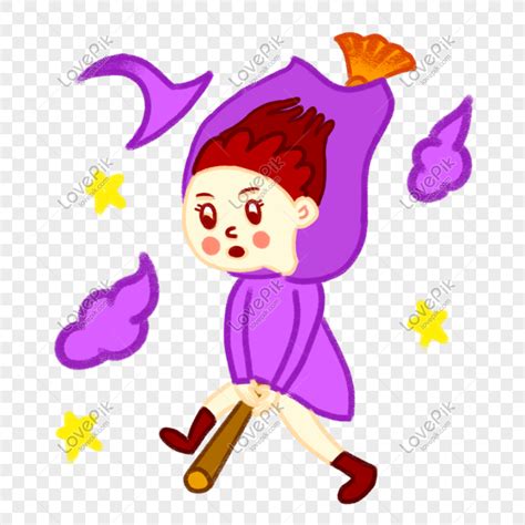 손으로 그린 벡터 무료 만화 귀여운 할로윈 작은 마녀 작은 마녀 Png 일러스트 무료 다운로드 Lovepik