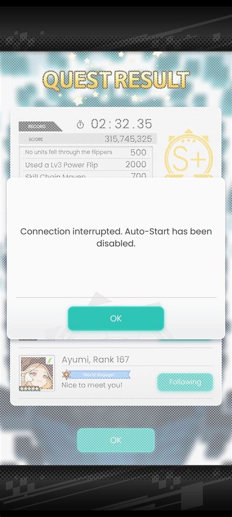 Connection Interrupted Does Anyone Have A Fix For This Rworldflipper