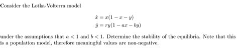 Solved Consider The Lotka Volterra Model