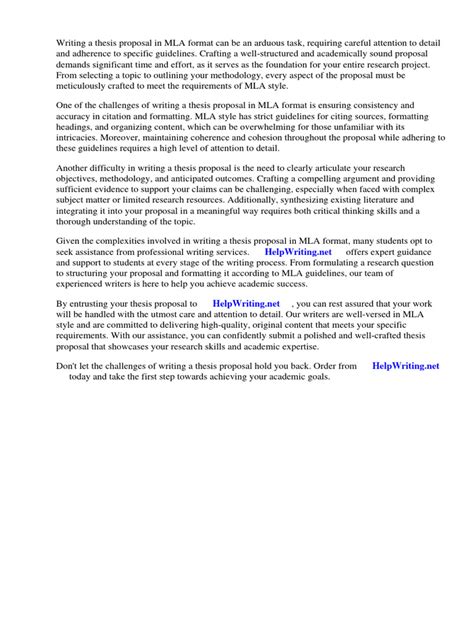 Mla Format Thesis Proposal Pdf
