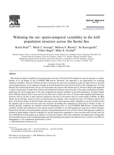 Pdf Widening The Net Spatio Temporal Variability In The Krill Population Structure Across The