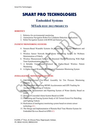Embedded M Tech Project Titles DOC