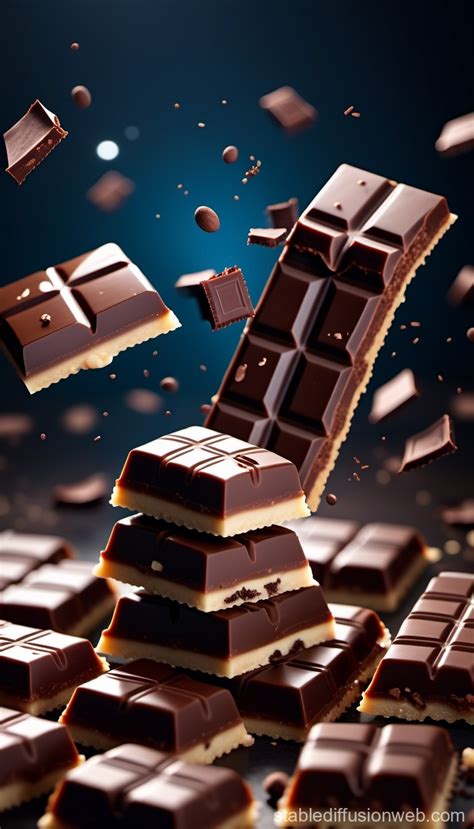 Flying Chocolate Bar Fragments Stable Diffusion Online