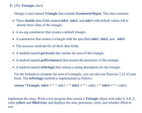 1 The Triangle Class Design A Class Named Triangle