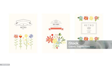 인사말 카드 로맨틱 웨딩 초대장 잡지 책 또는 포스터에 대 한 꽃 세트 디자인 요소와 함께 레트로 카드 흰색 배경에 그림을 벡터 결혼식에 대한 스톡 벡터 아트 및 기타