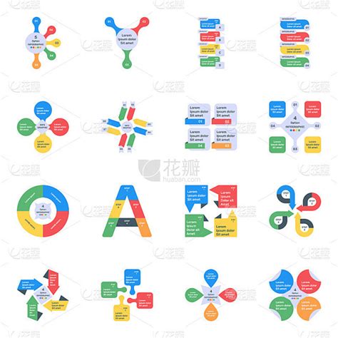 一组图形布局平面图标素材 花瓣网