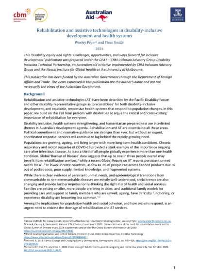 Cbm Nossal 2024 Disability Equity And Rights Essay Rehabilitation And Assistive Technologies