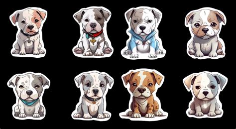 Kawaii Pitbull Set Of 24 Stickers Sticker Journal Sticker Die Cut