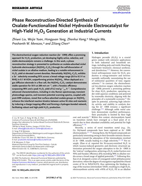 Pdf Phase Reconstruction‐directed Synthesis Of Oxalate‐functionalized Nickel Hydroxide
