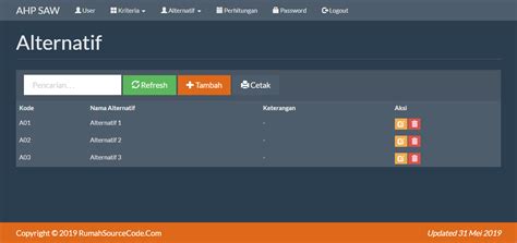 Source Code Spk Metode Ahp Saw Php Tugasakhirid