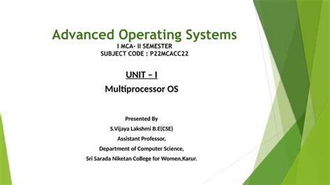 Advanced Operating Systems Multiprocessor Os Pptx