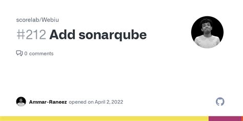 Add Sonarqube · Issue 212 · Scorelab Webiu · Github