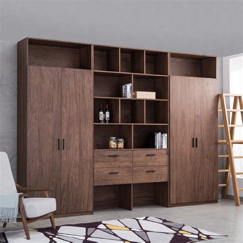 佐必林黑胡桃木组合书柜欧式简约现代实木书架书橱书房家具定制 虎窝淘