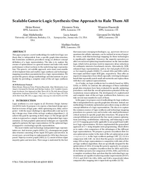 Pdf Scalable Generic Logic Synthesis