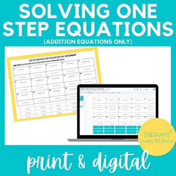 One Step Equations Addition Equations Only Print Digital Versions